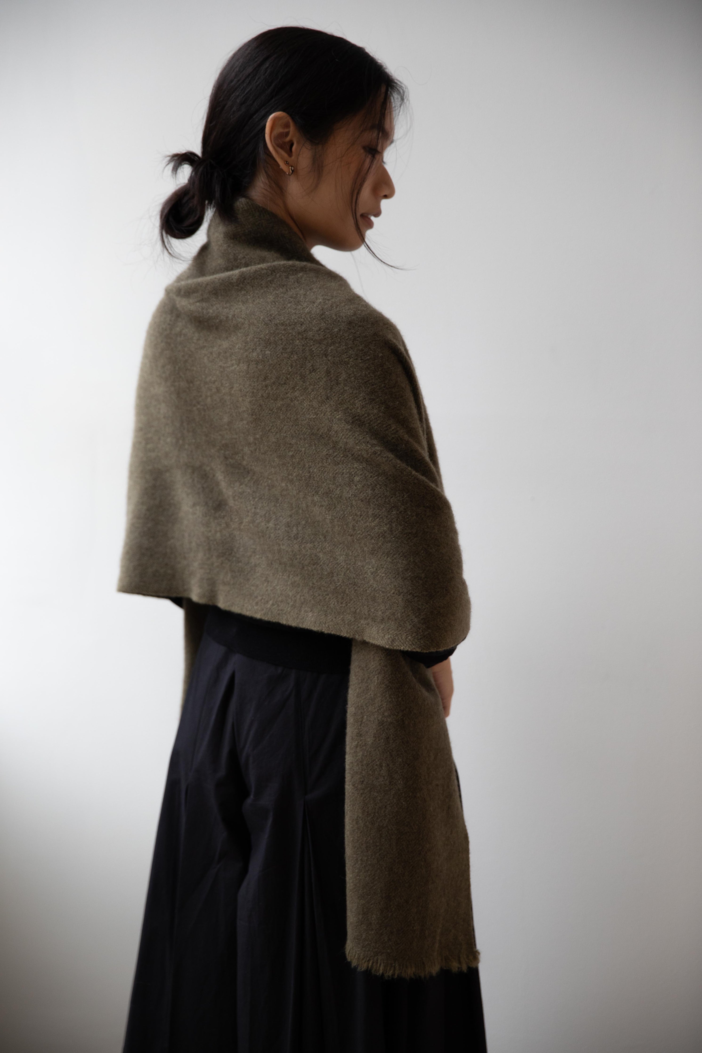 rennes — Norlha | Nomad Dense Boiled Herringbone Scarf in Olive