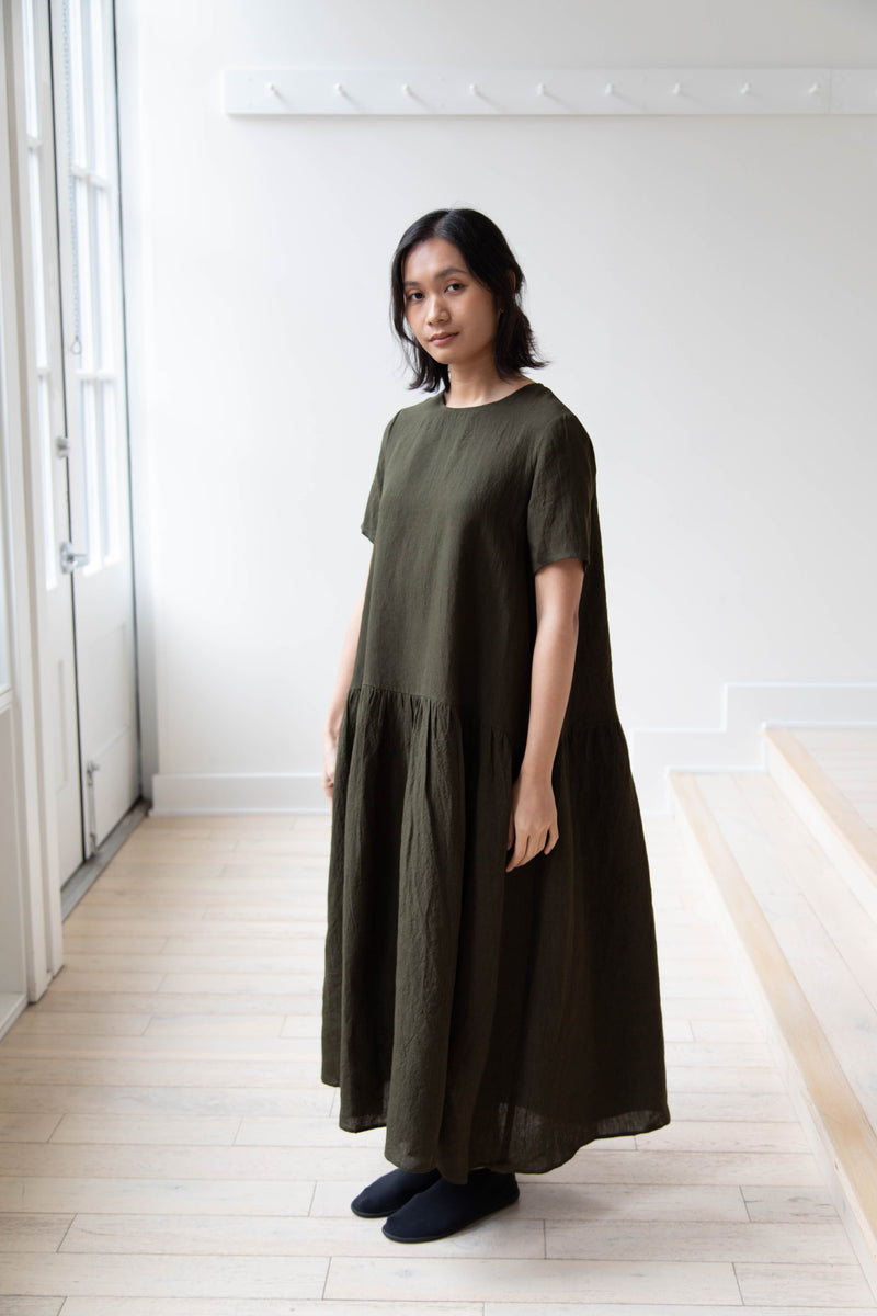 rennes — Apuntob | Linen Dress in Olive Green