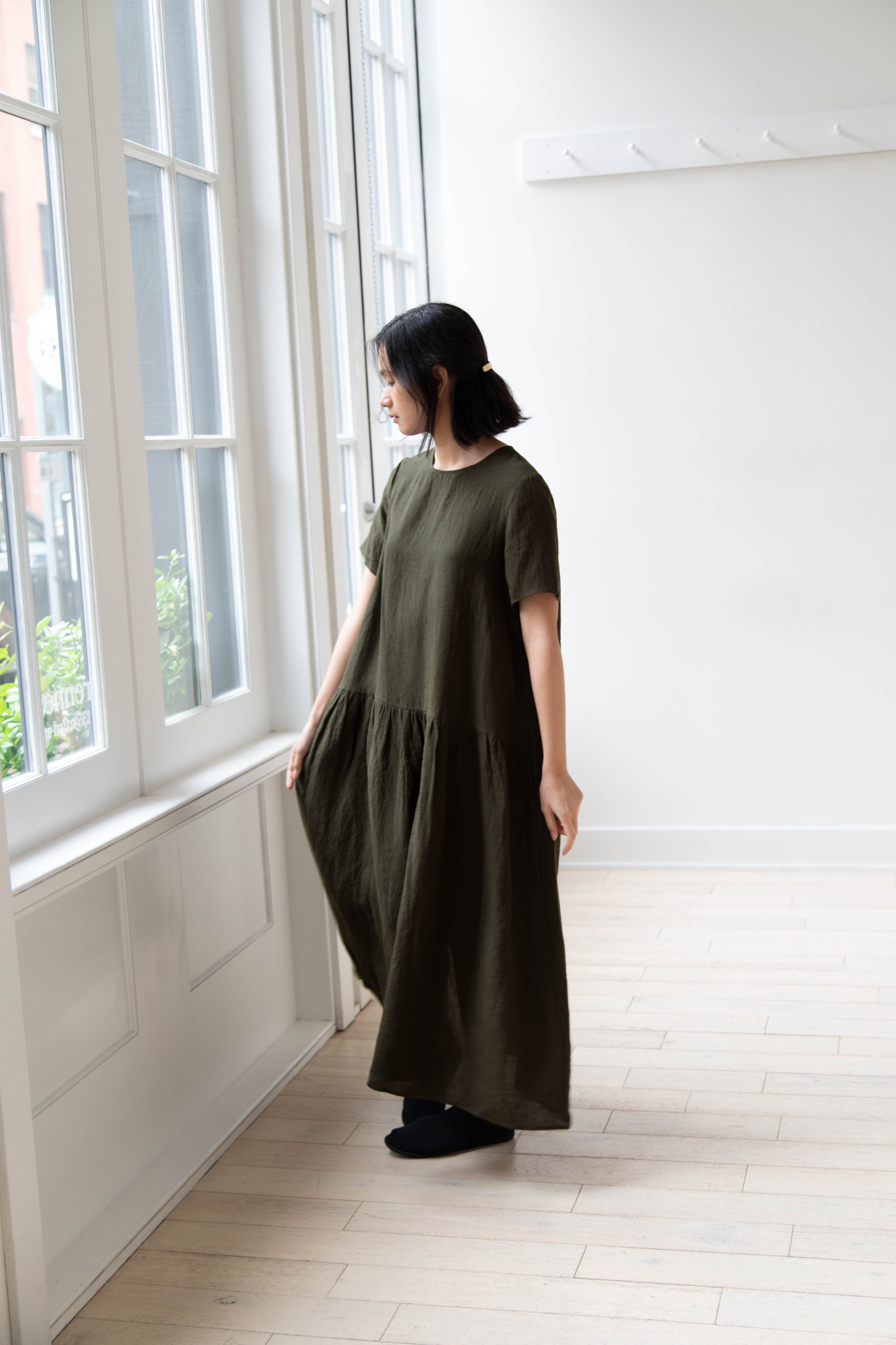 rennes — Apuntob | Linen Dress in Olive Green
