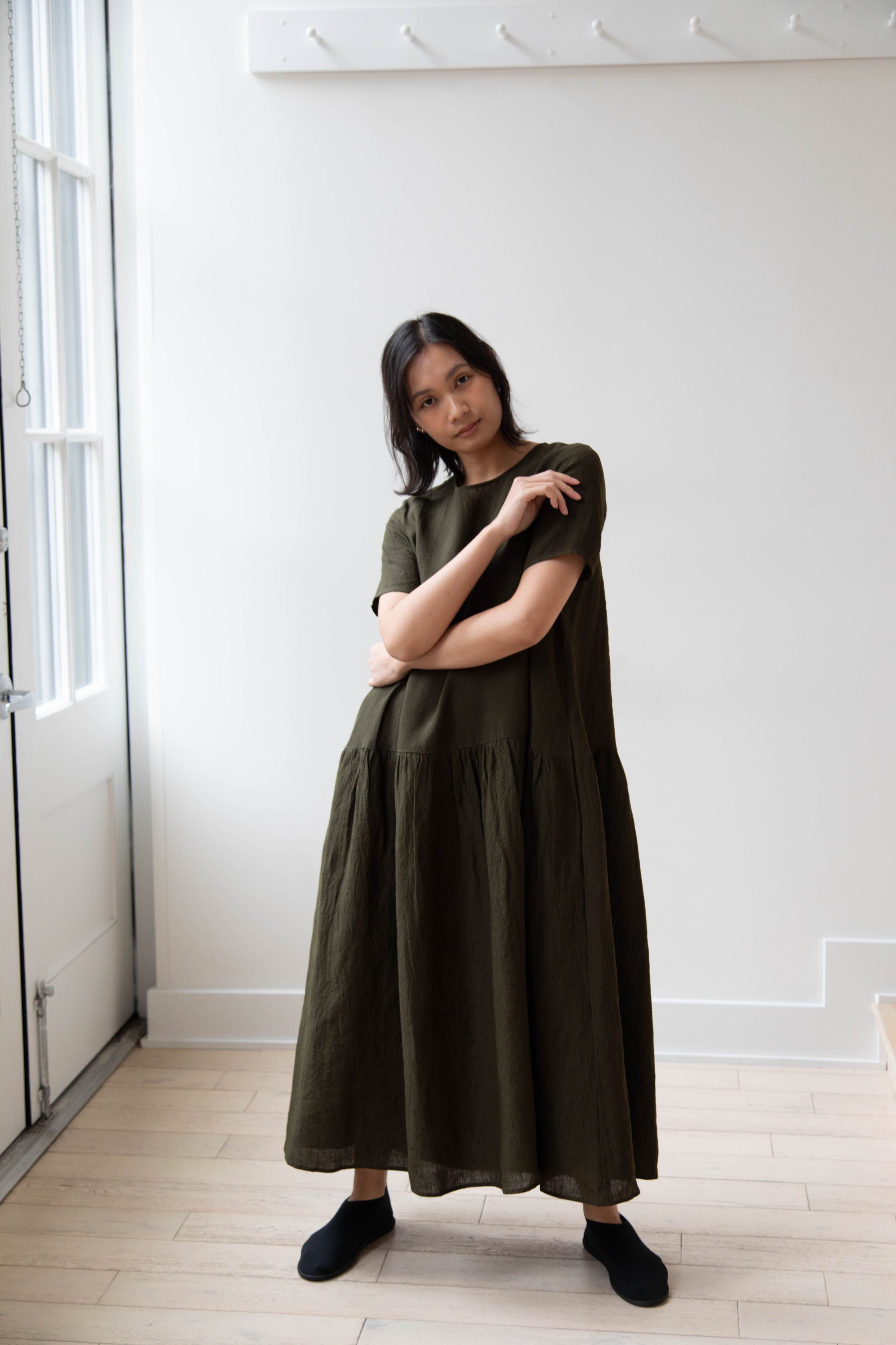 rennes — Apuntob | Linen Dress in Olive Green
