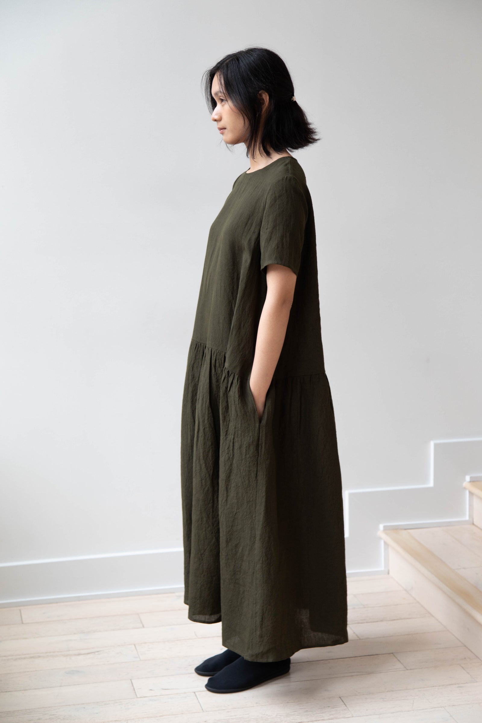 rennes — Apuntob | Linen Dress in Olive Green