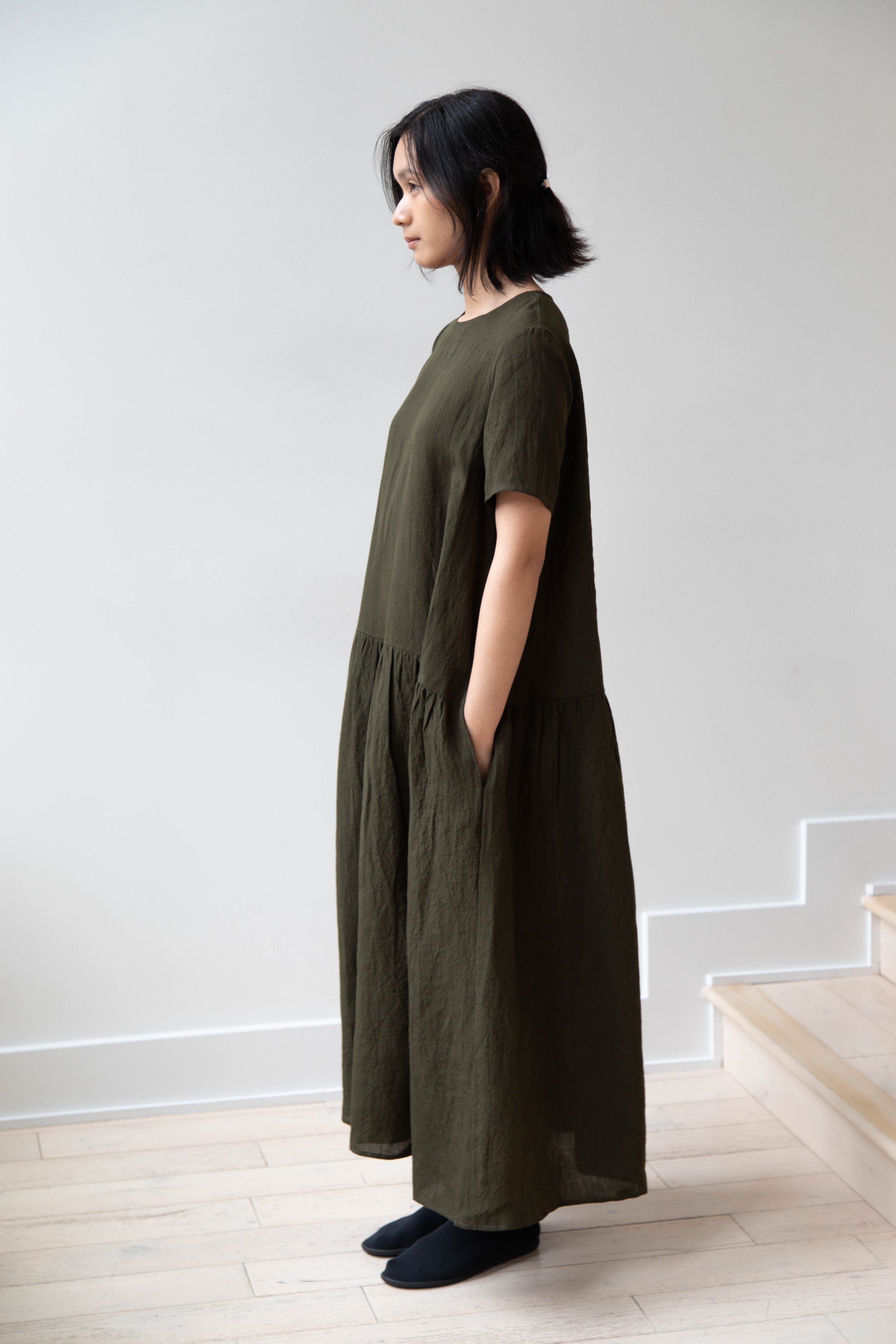 rennes — Apuntob | Linen Dress in Olive Green