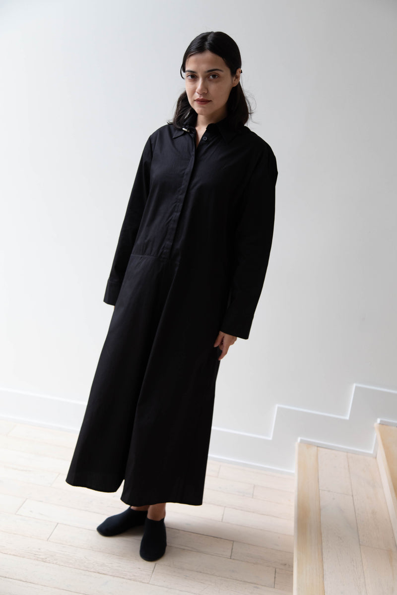 rennes — Delegan | Dress With Parcel Button in Black
