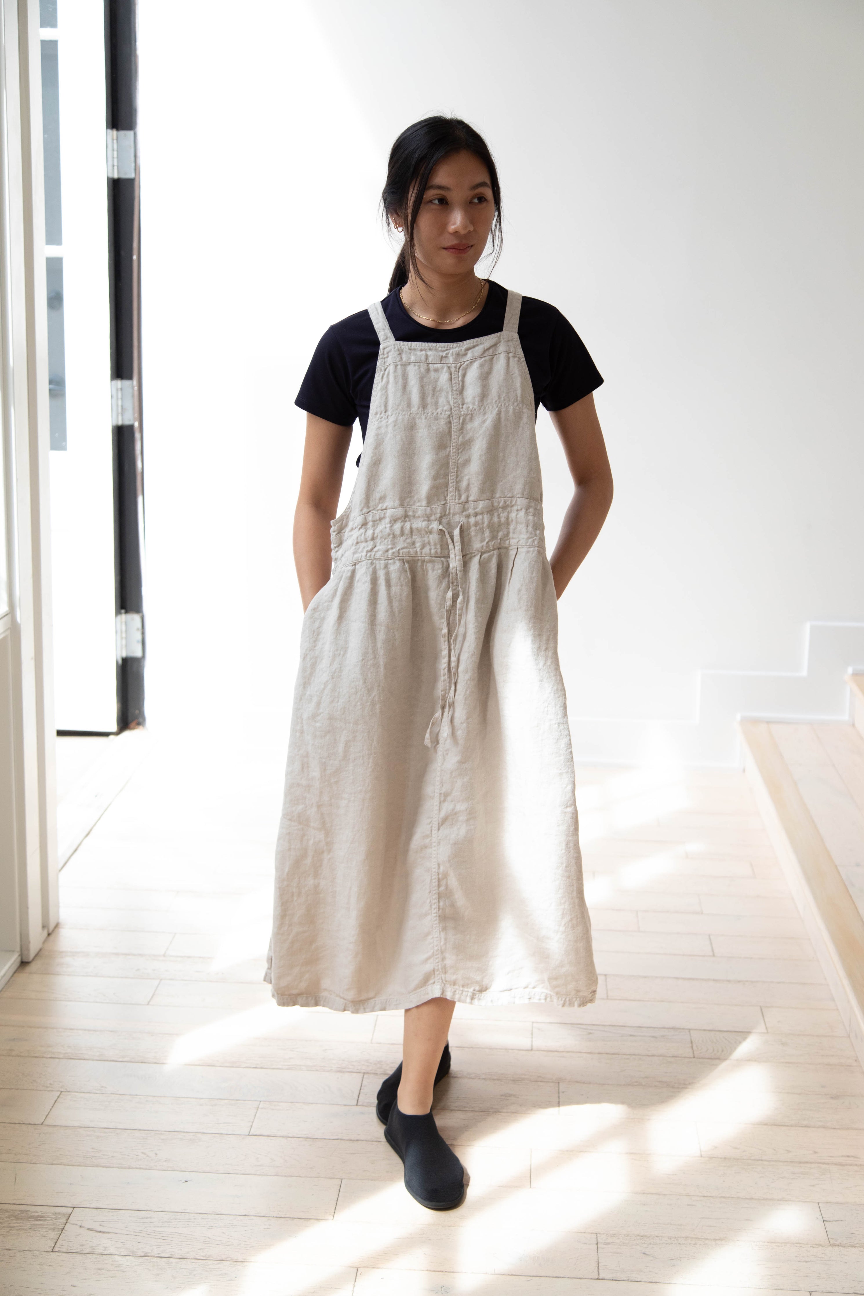 rennes — Armen | Linen Apron Dress in Greige