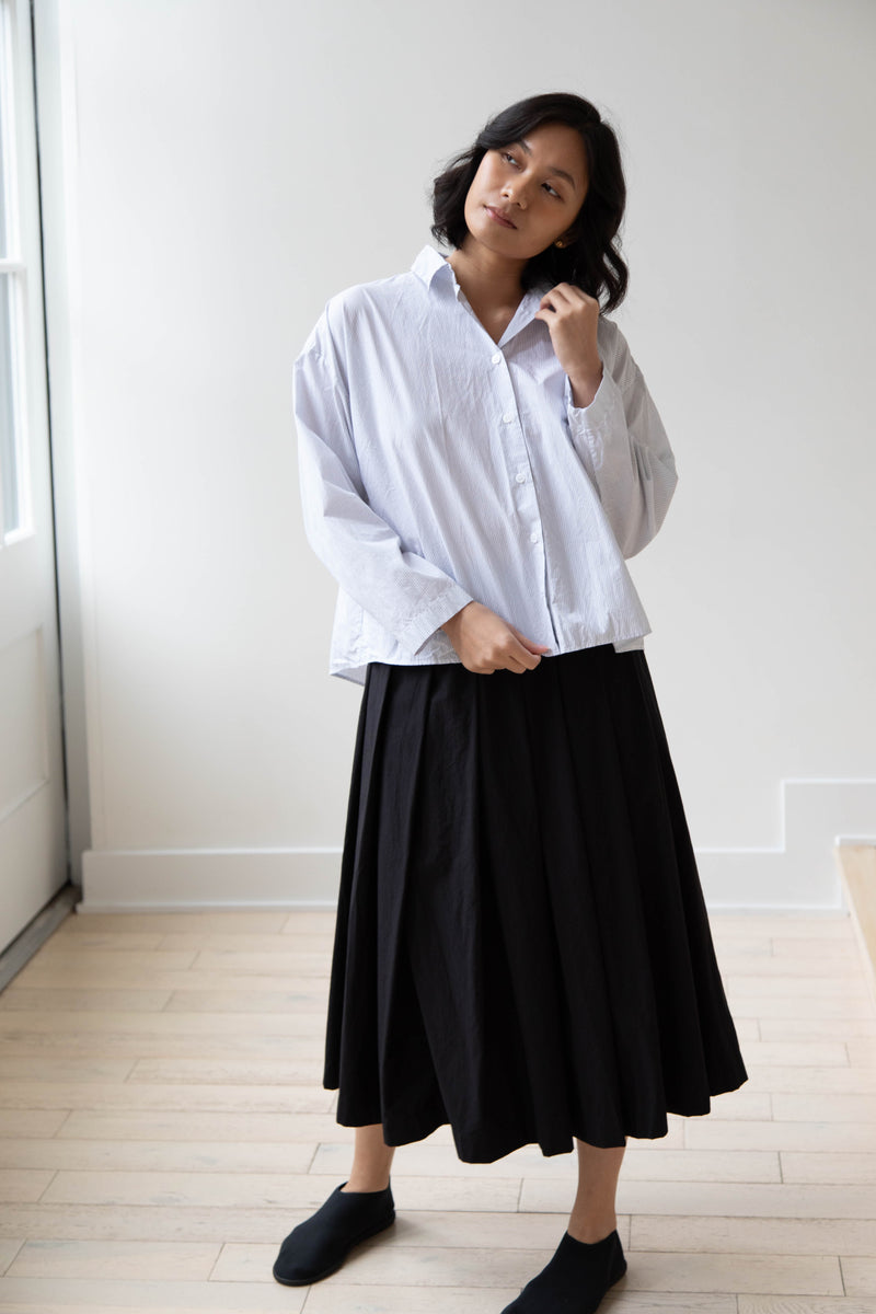 rennes — Bergfabel | Short Overshirt in White Pinstripe