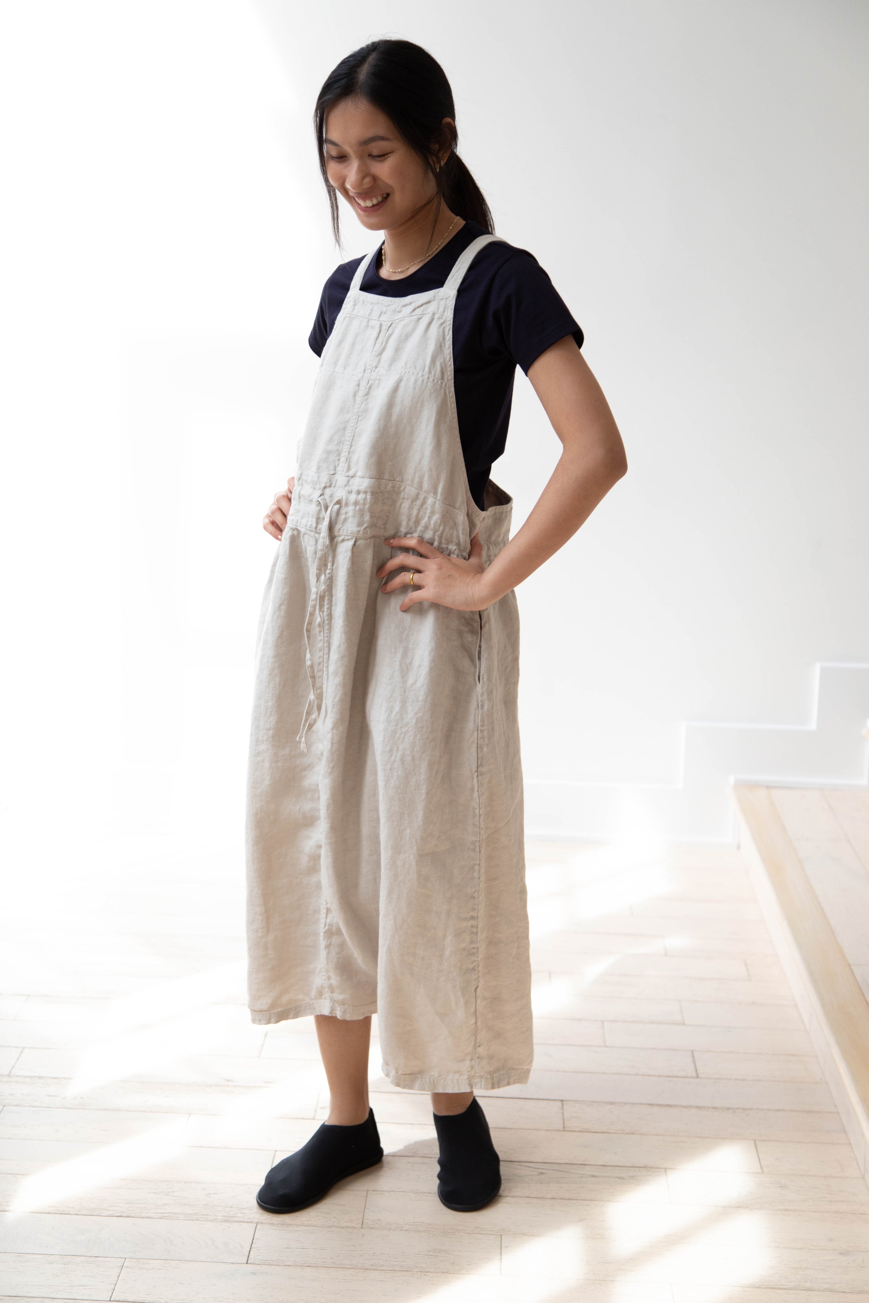 rennes — Armen | Linen Apron Dress in Greige