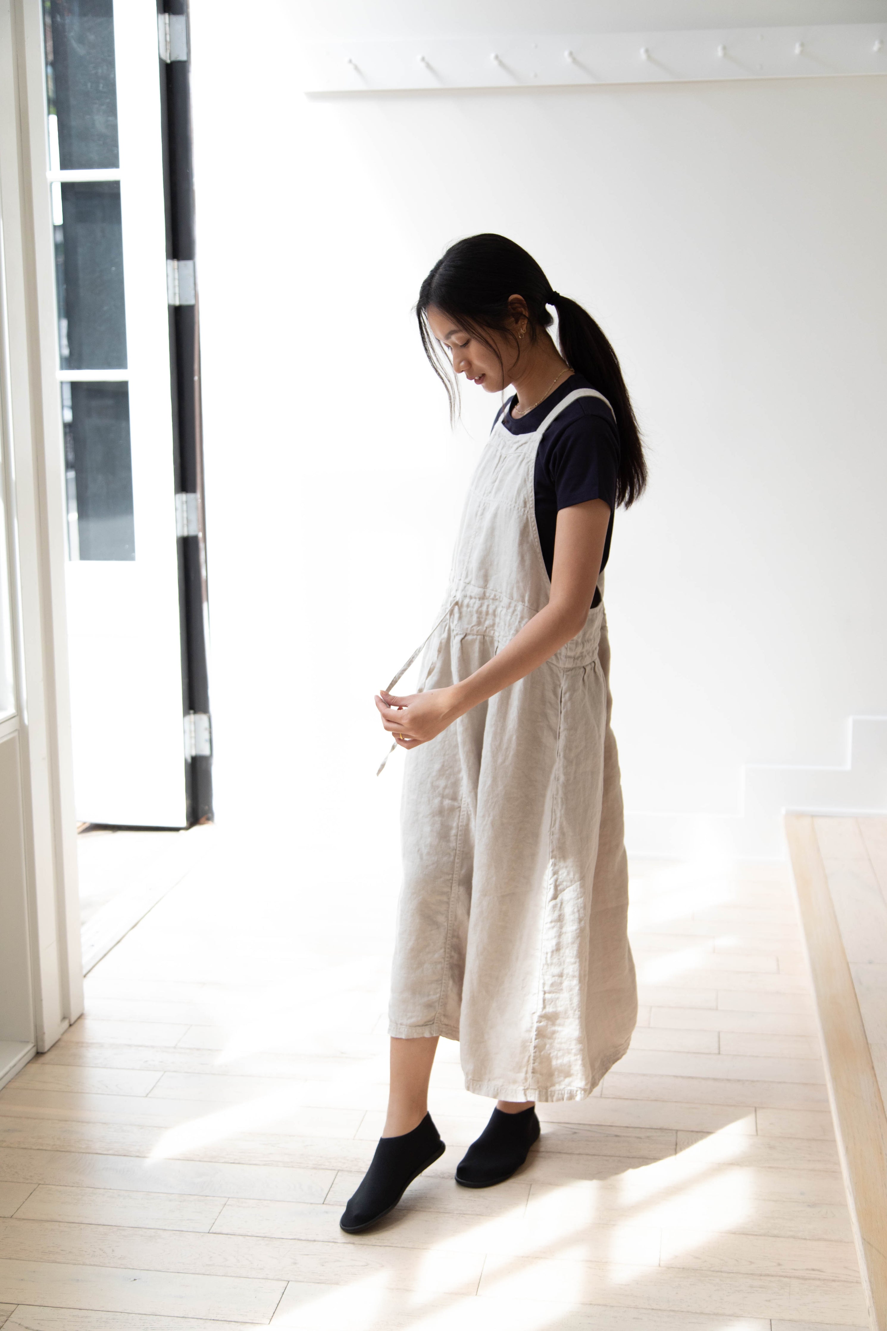 rennes — Armen | Linen Apron Dress in Greige