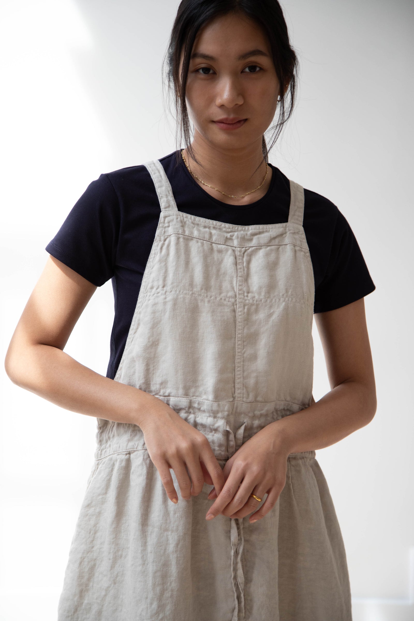 rennes — Armen | Linen Apron Dress in Greige