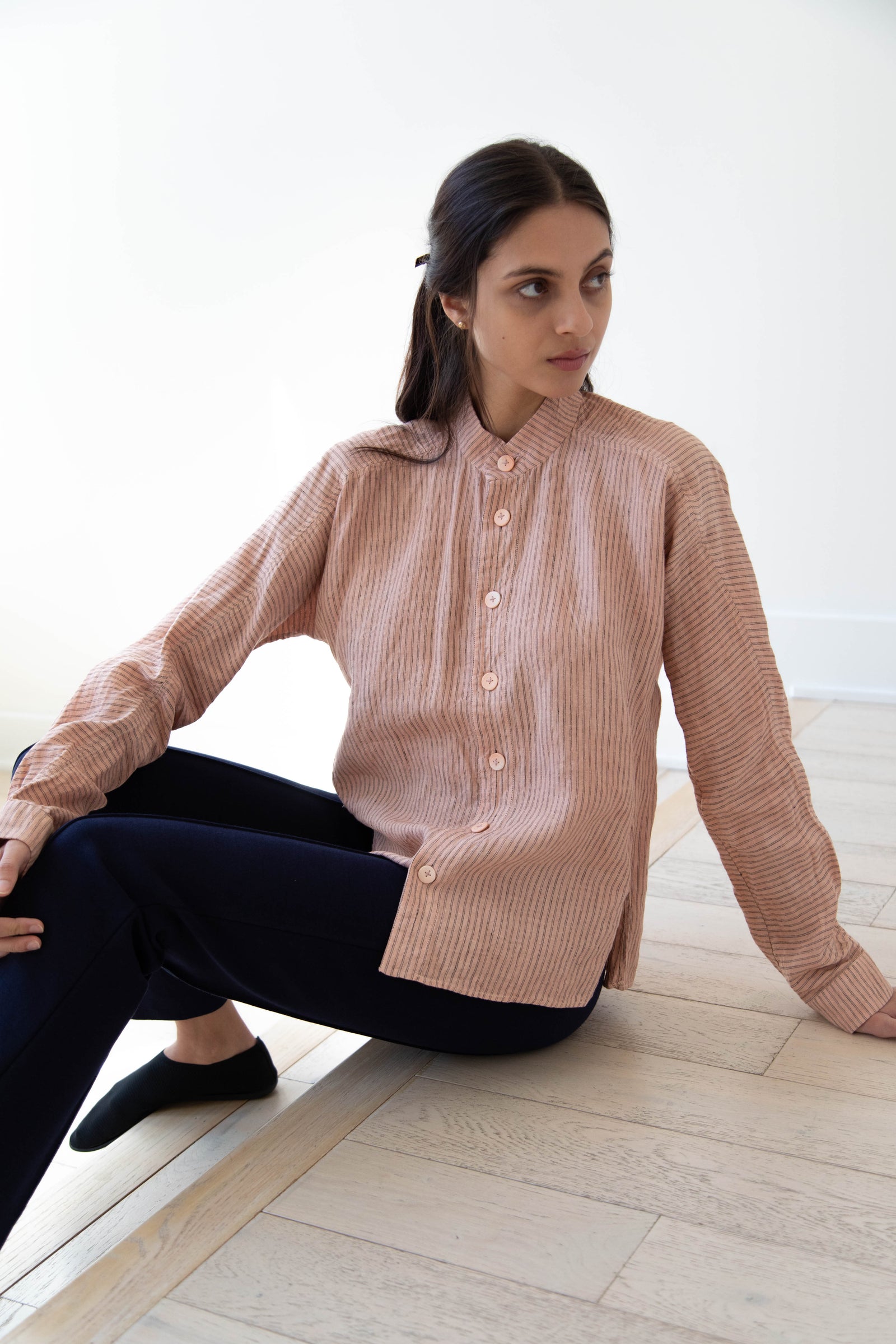 rennes — Seventyfive | Long Sleeve Shirt in Blush Linen