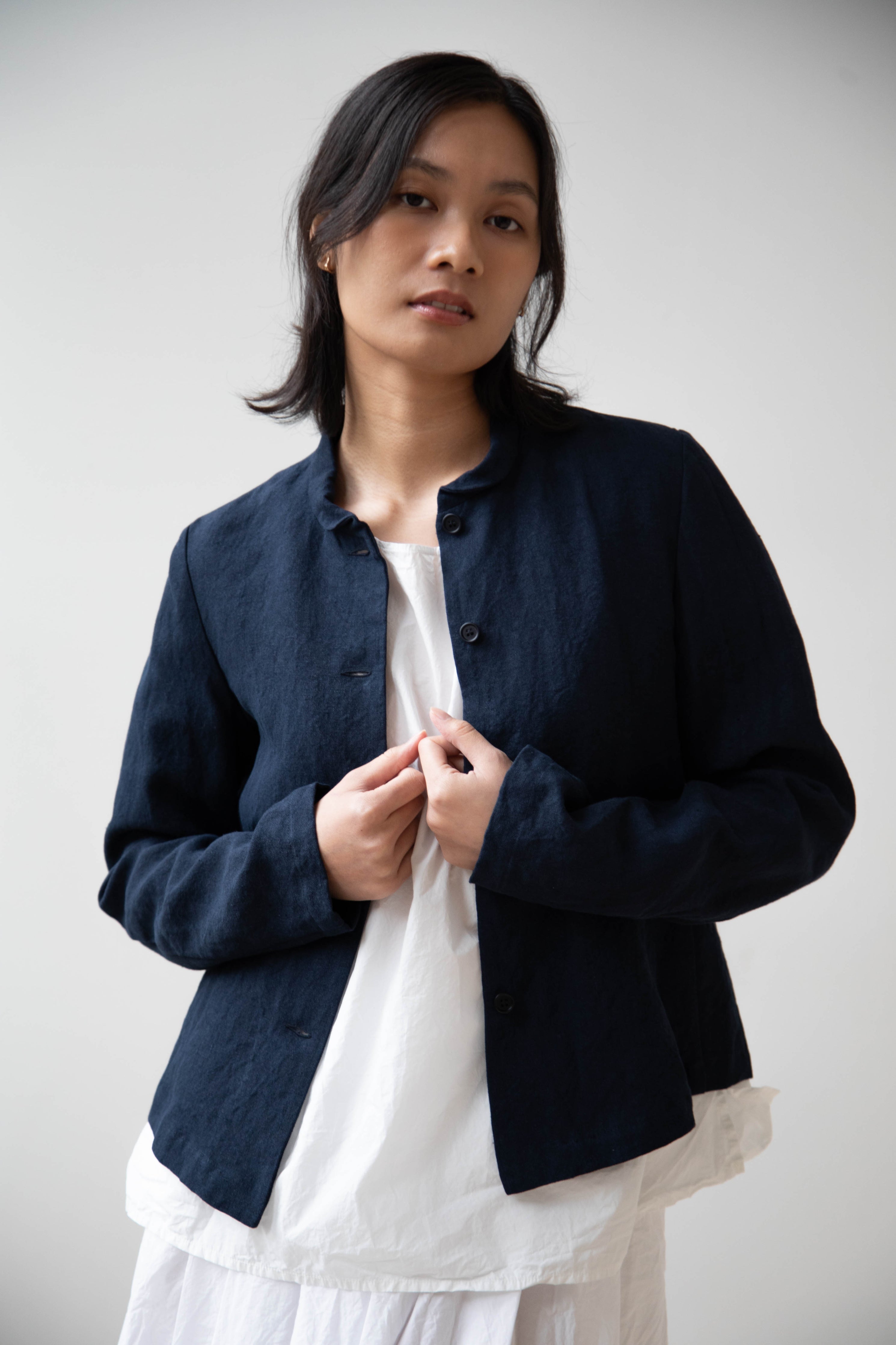 rennes — Apuntob | Heavy Linen Jacket in Blue