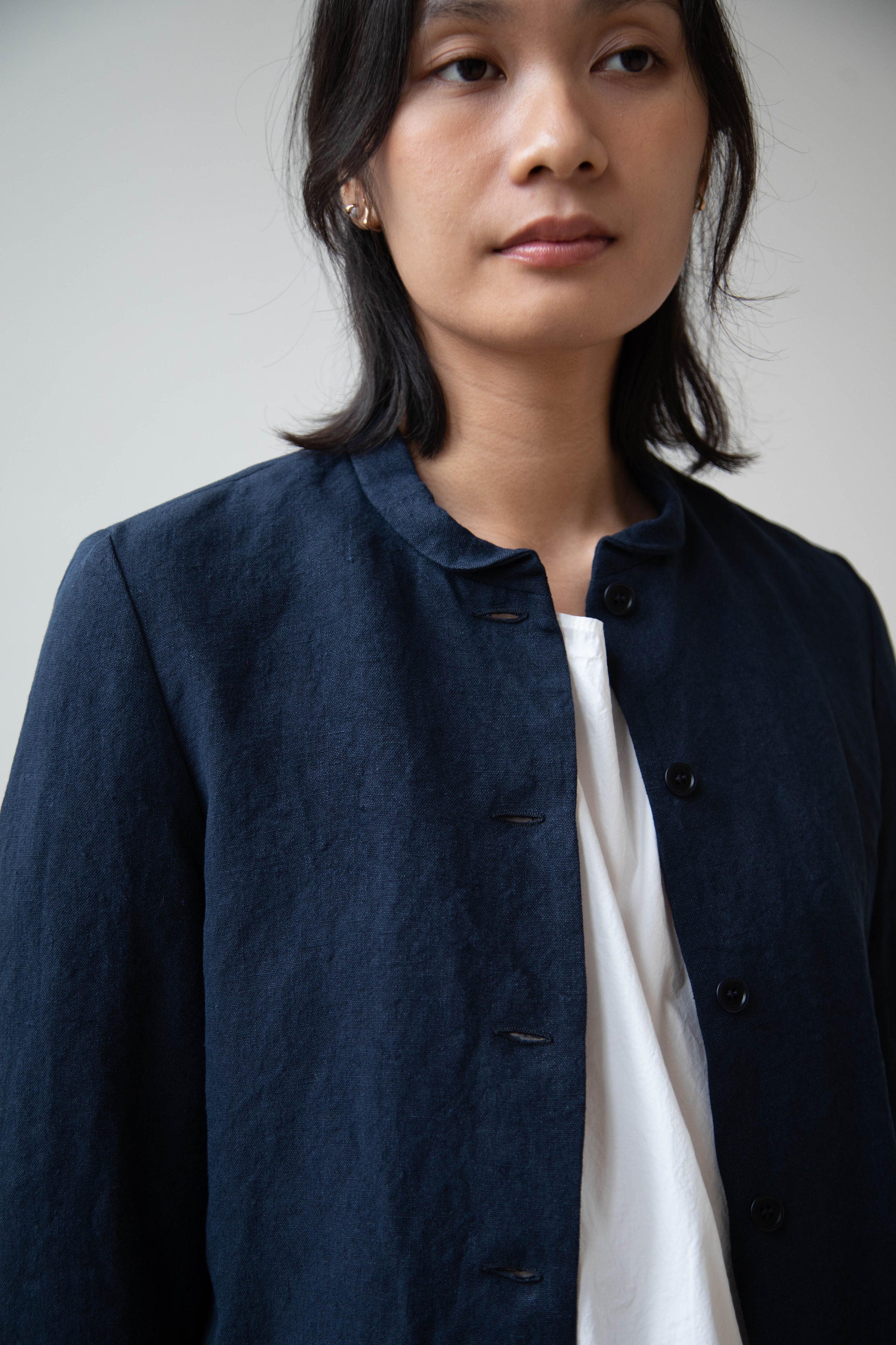 rennes — Apuntob | Heavy Linen Jacket in Blue