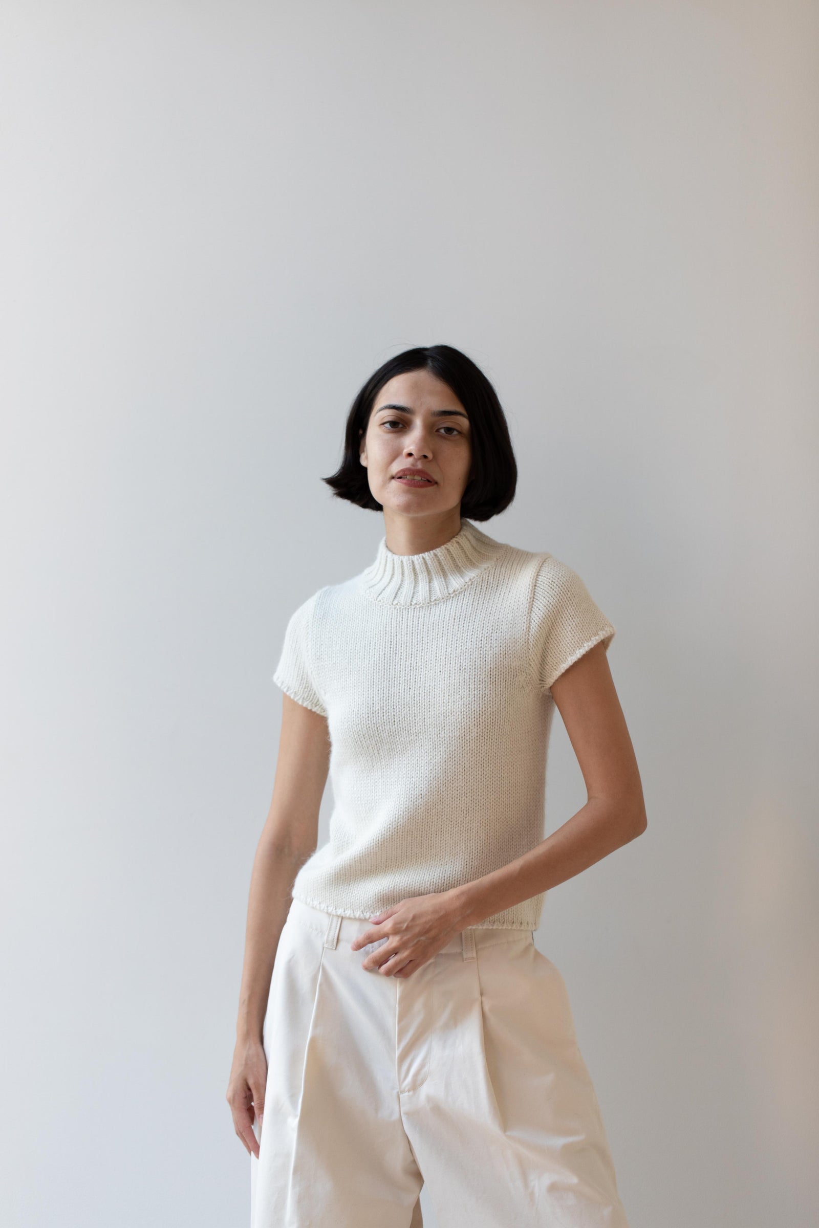 rennes — Nothing Written | Benico Half Neck Knit Shirt in Ivory