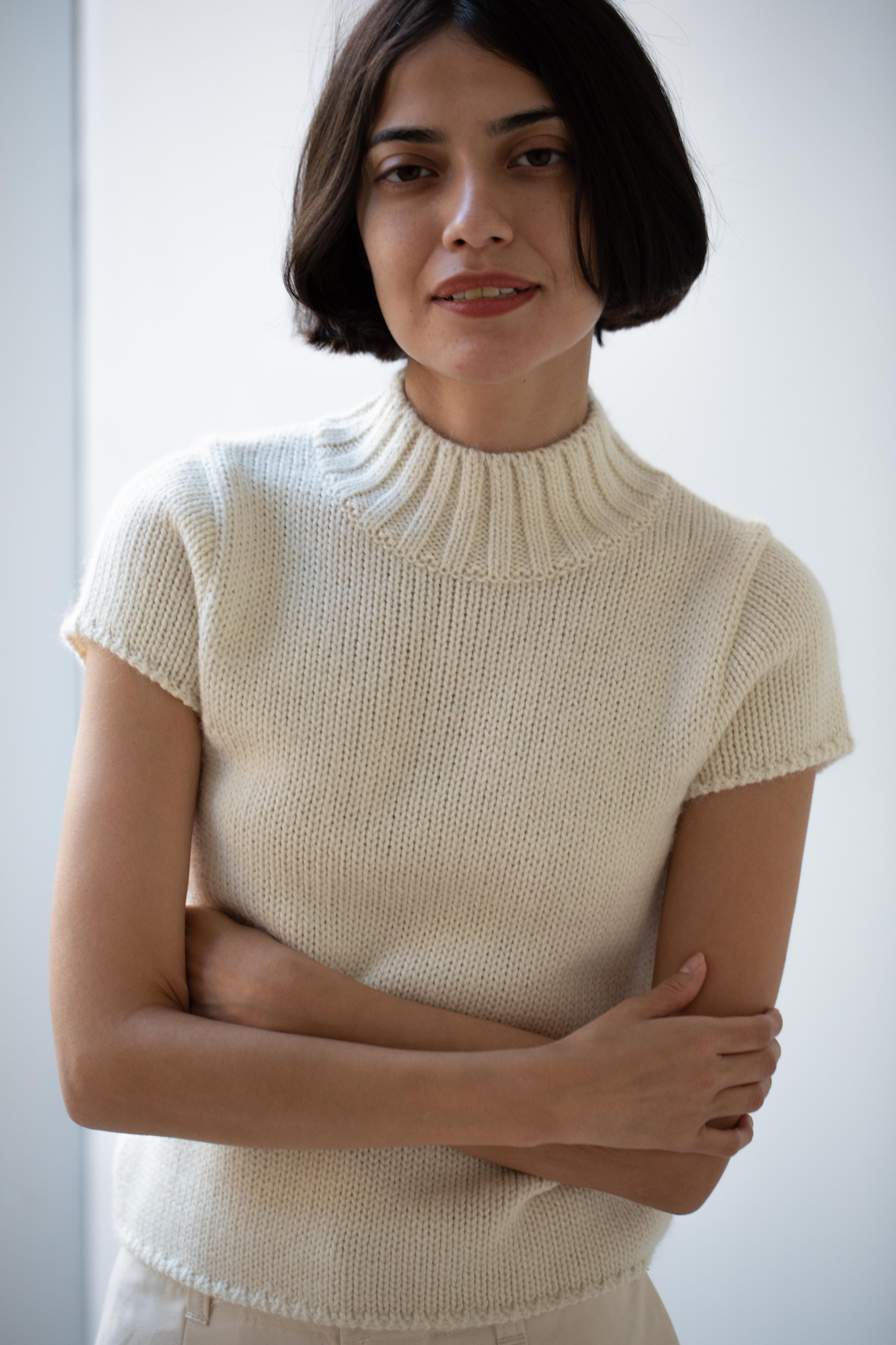 rennes — Nothing Written | Benico Half Neck Knit Shirt in Ivory