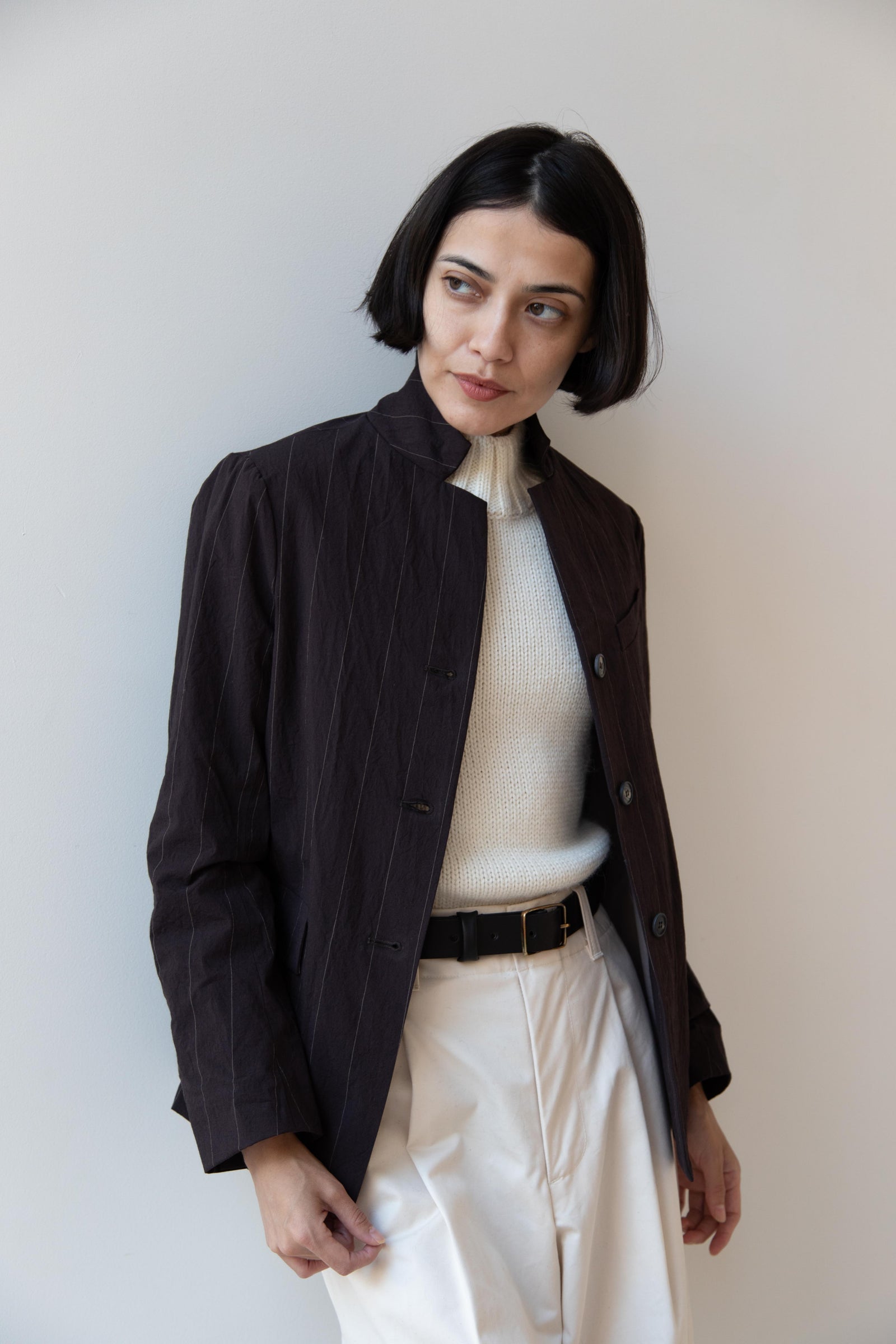 rennes — Bergfabel | Giulia Jacket in Eggplant Stripe