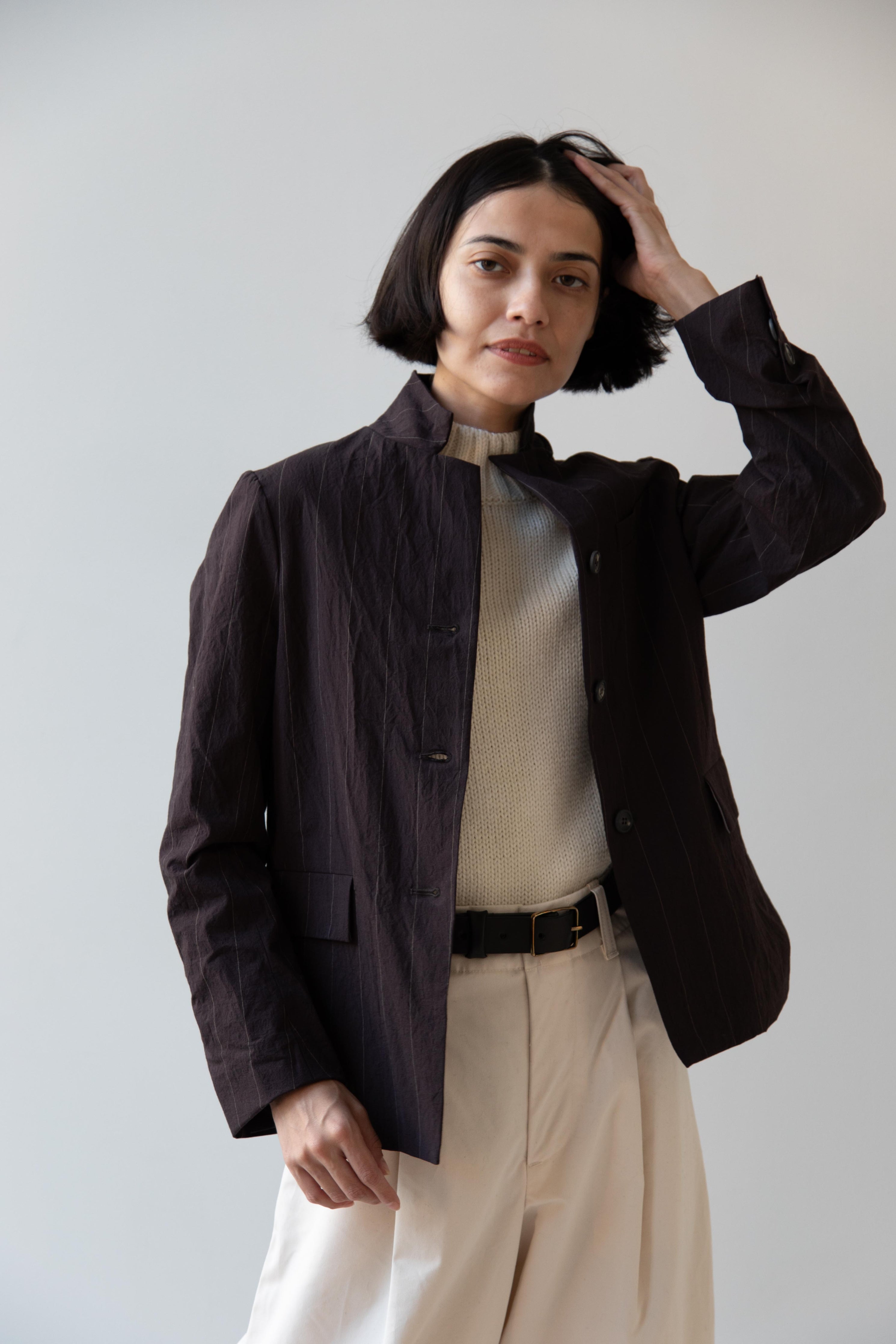 rennes — Bergfabel | Giulia Jacket in Eggplant Stripe