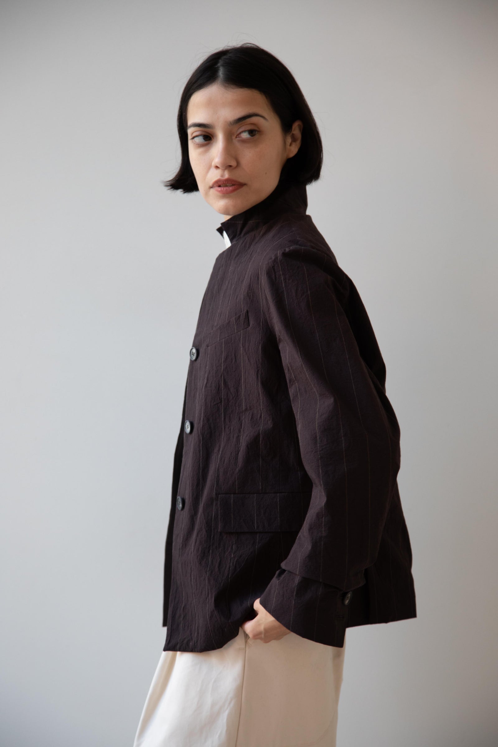 rennes — Bergfabel | Giulia Jacket in Eggplant Stripe