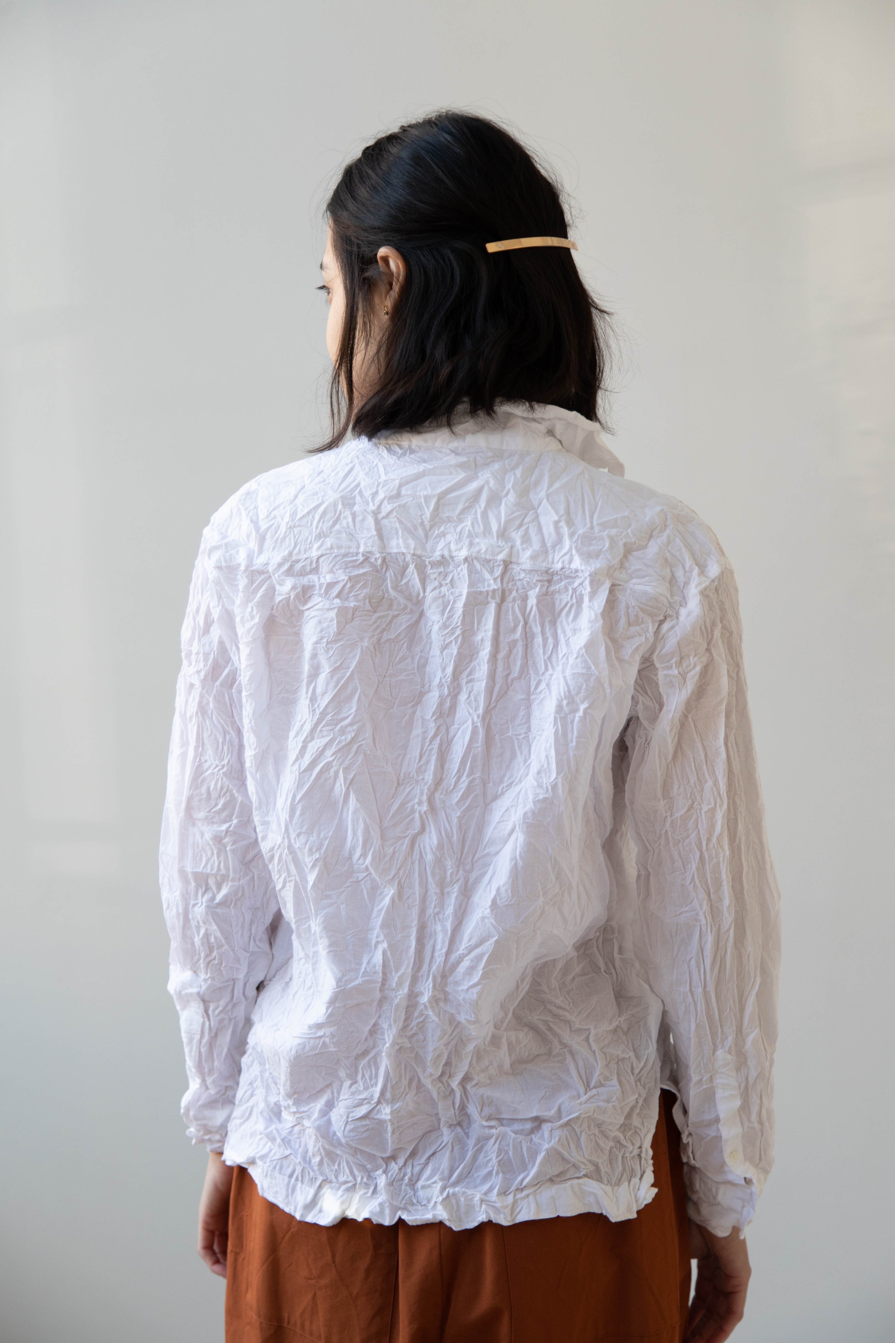 rennes — Vas-Y Lentement | Crinkle Button Up in White