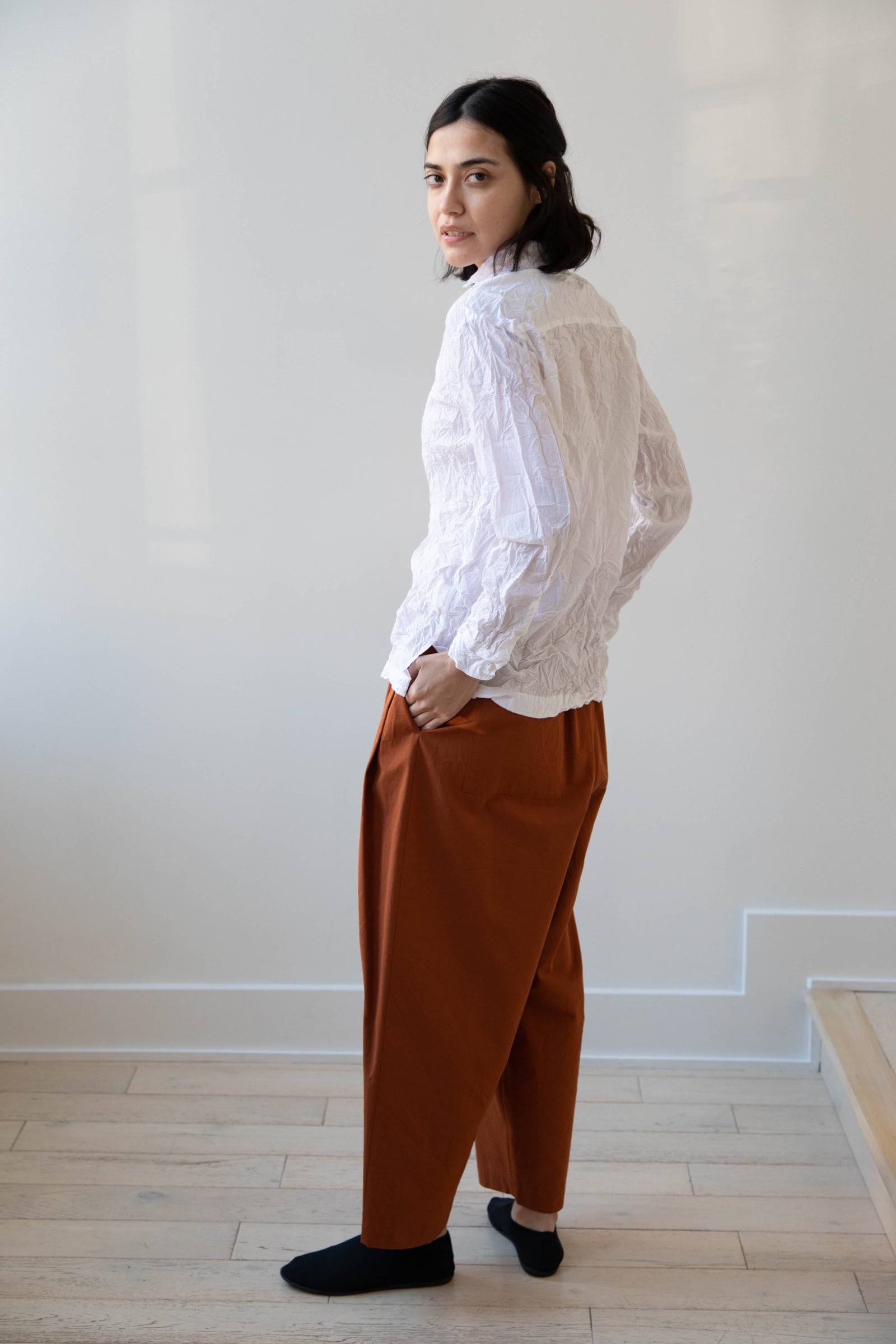 rennes — Vas-Y Lentement | Crinkle Button Up in White