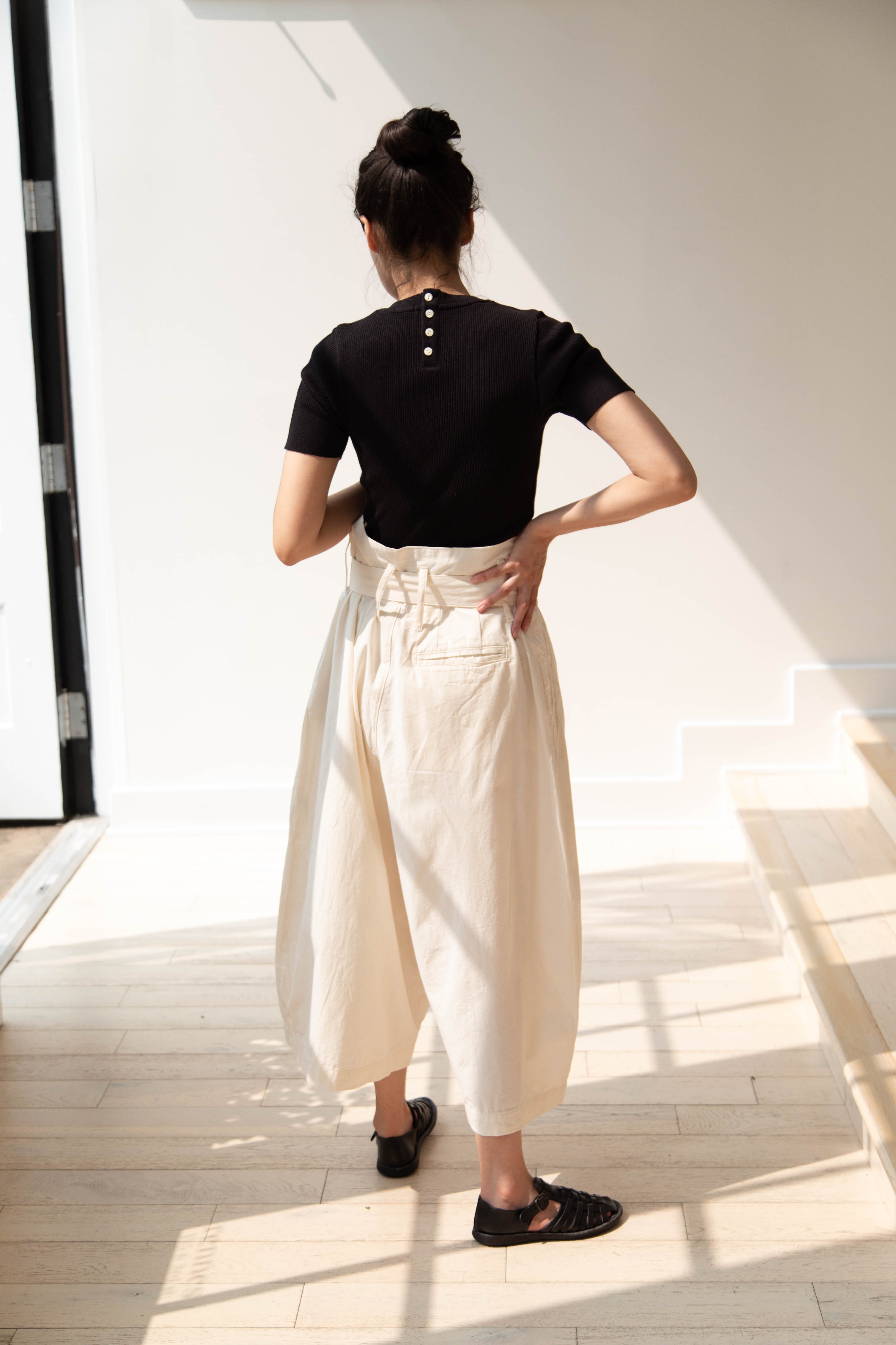 rennes — Old Man's Tailor | Ribbed Knit Half Sleeve Top in Black