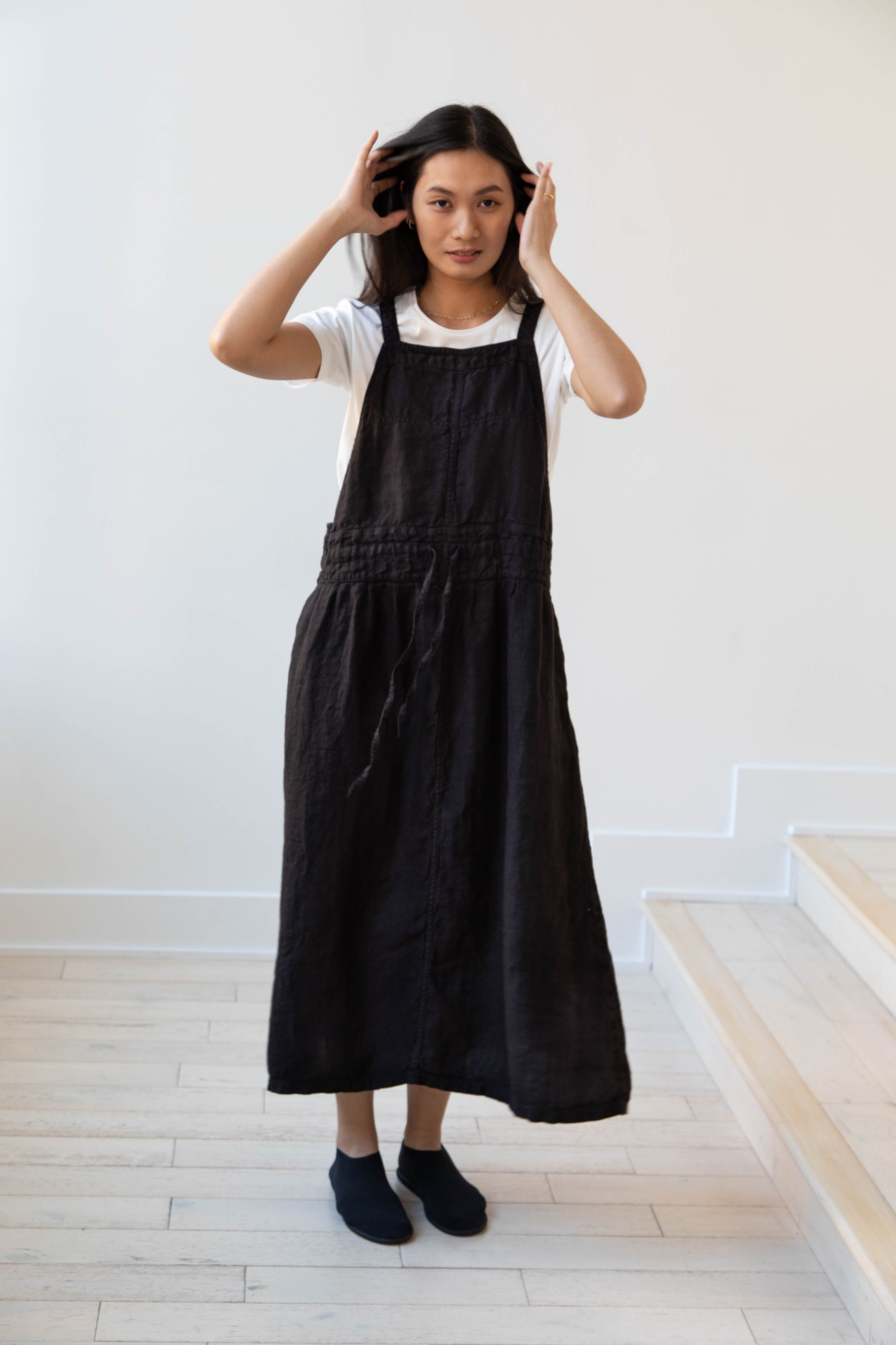 rennes — Armen | Linen Apron Dress in Black