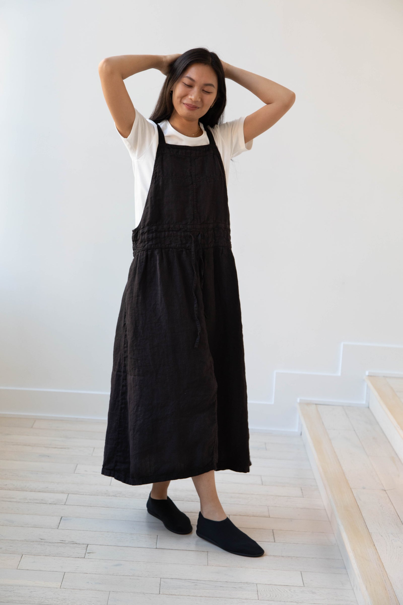 rennes — Armen | Linen Apron Dress in Black