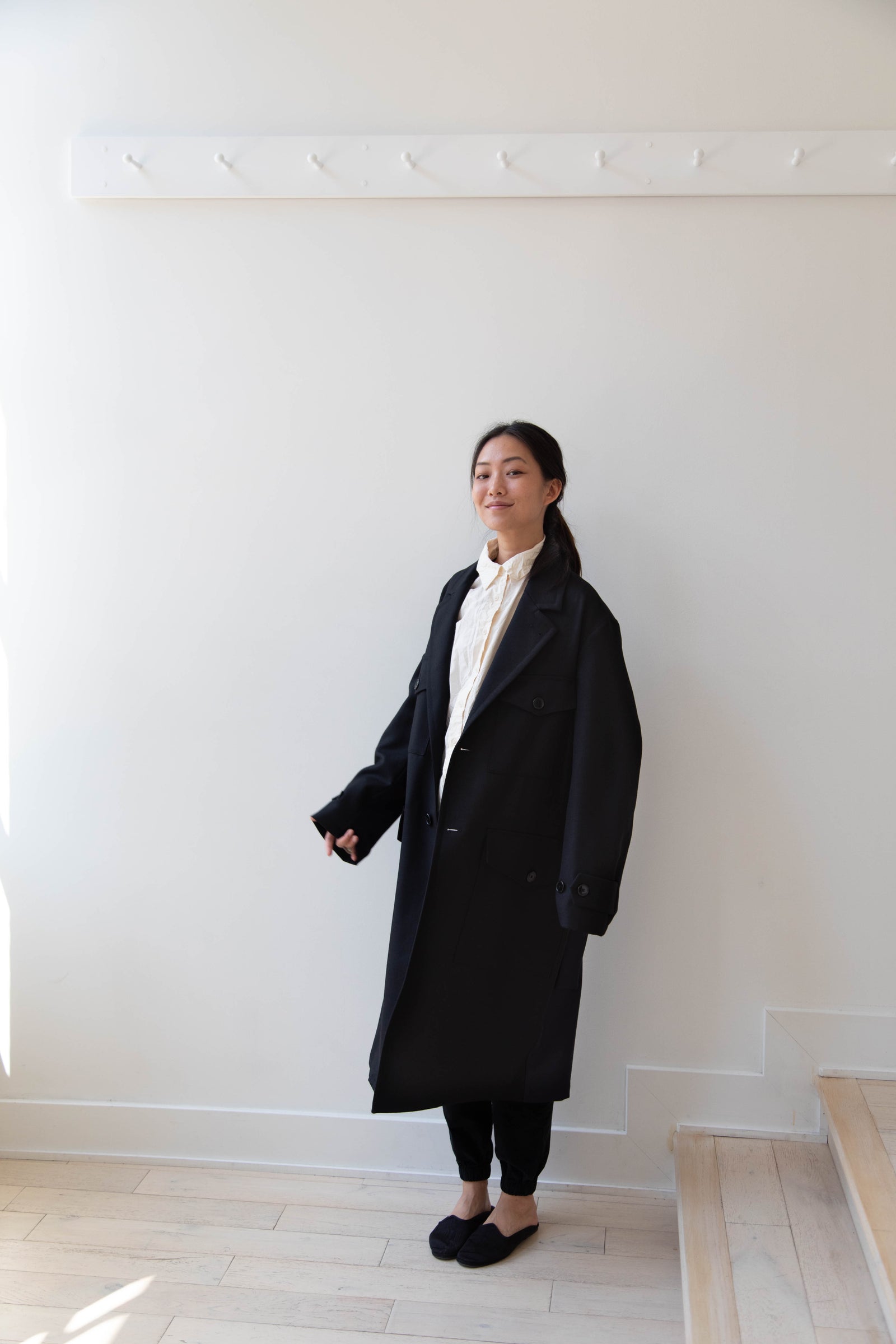 rennes — Barena Venezia Zanette Wool Coat in Black & Navy