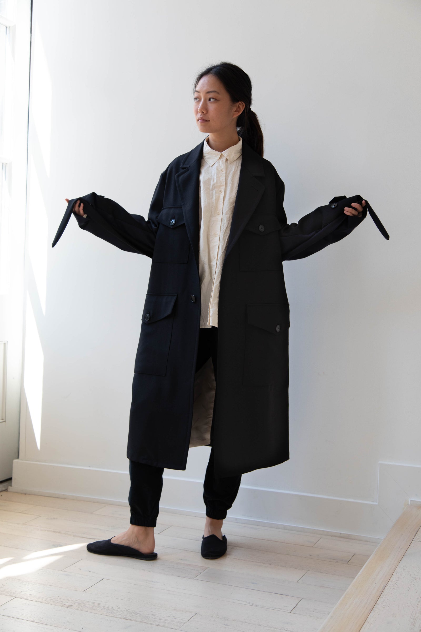 rennes — Barena Venezia Zanette Wool Coat in Black & Navy