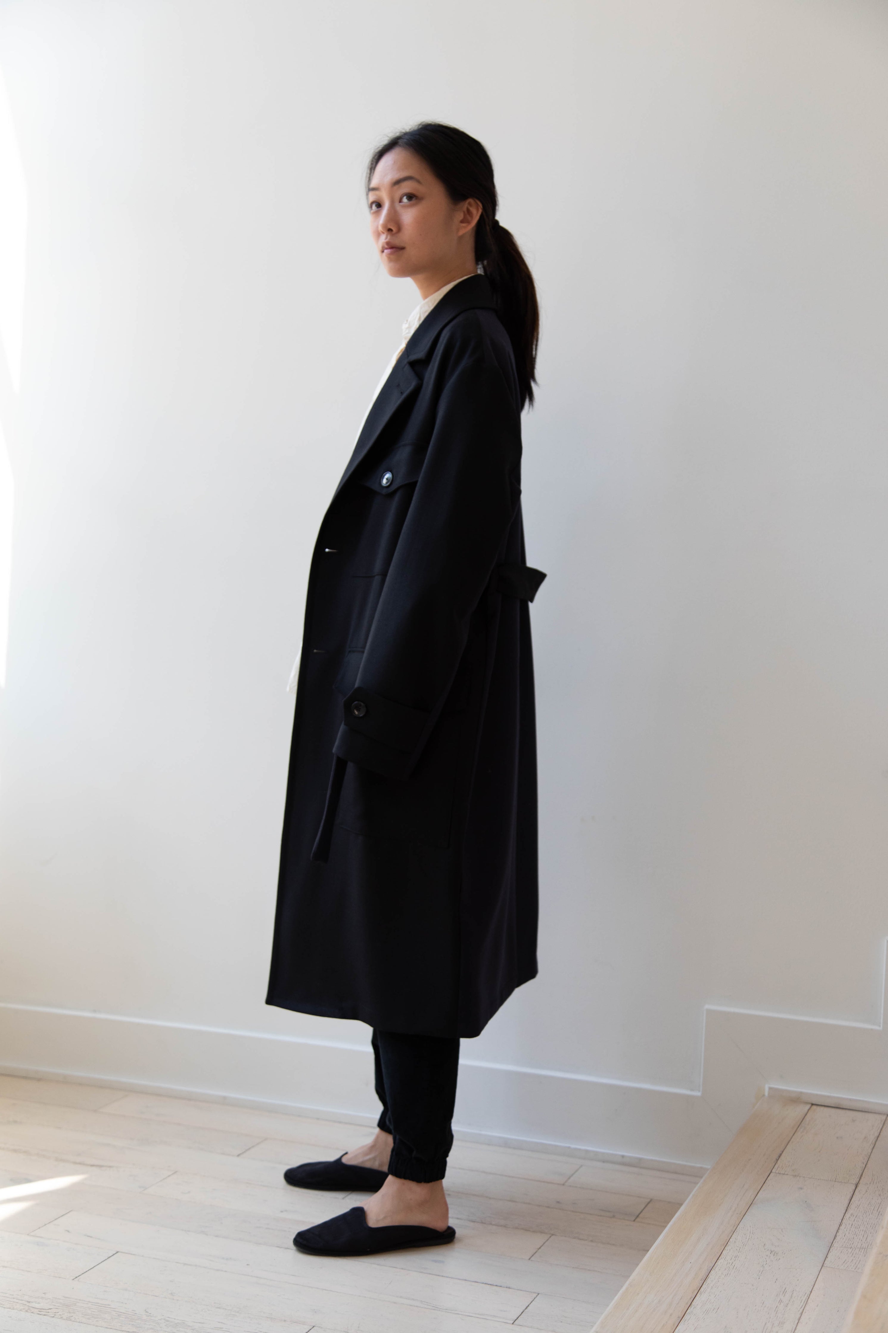rennes — Barena Venezia Zanette Wool Coat in Black & Navy